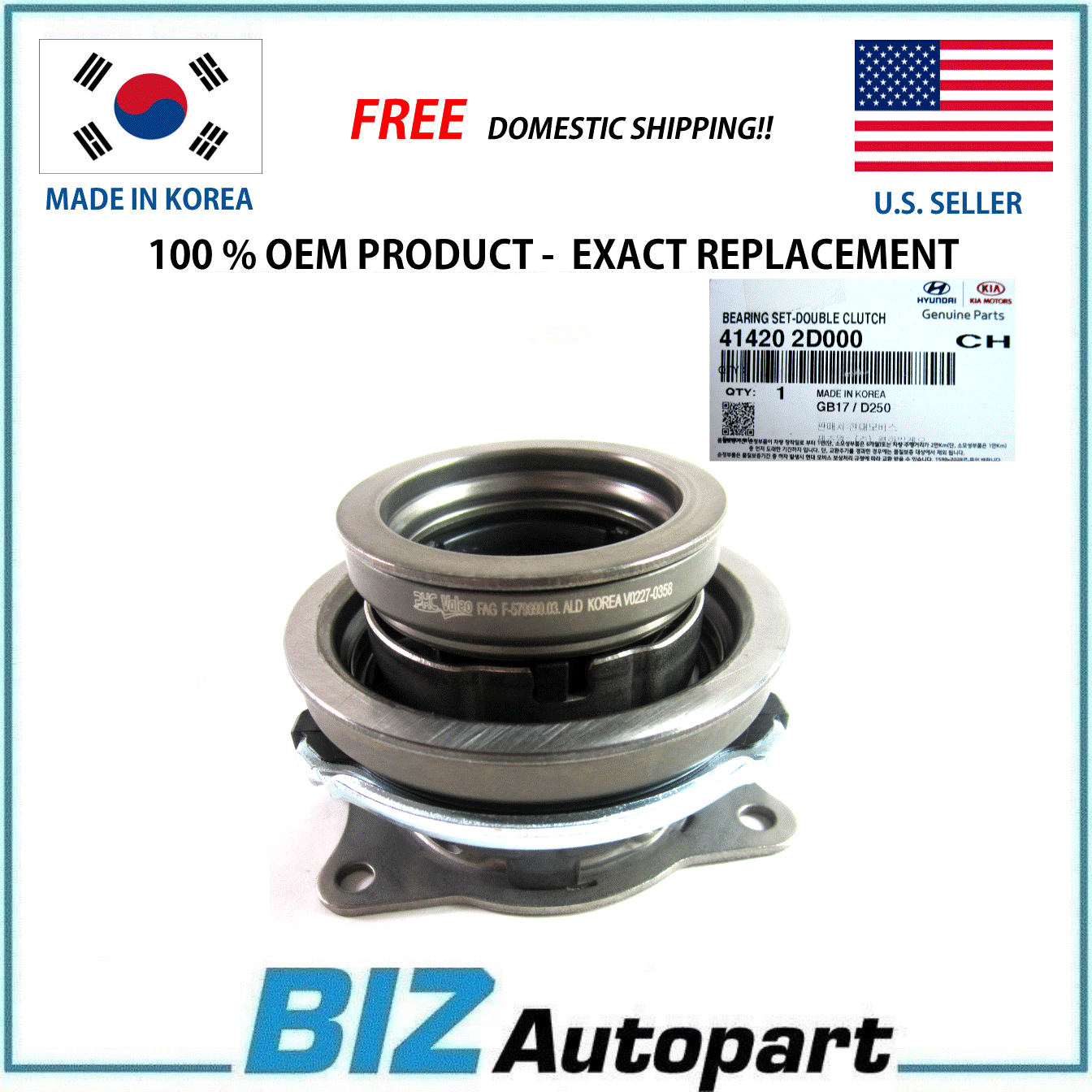 GENUINE !! RELEASE BEARING DOUBLE CLUTCH FOR 15-20 HYUNDAI KIA 41420 ...