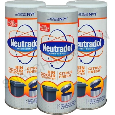 3 x NEUTRADOL DUSTBIN ODOUR DESTROYER CITRUS KITCHEN BIN FRESHENER 350g ...