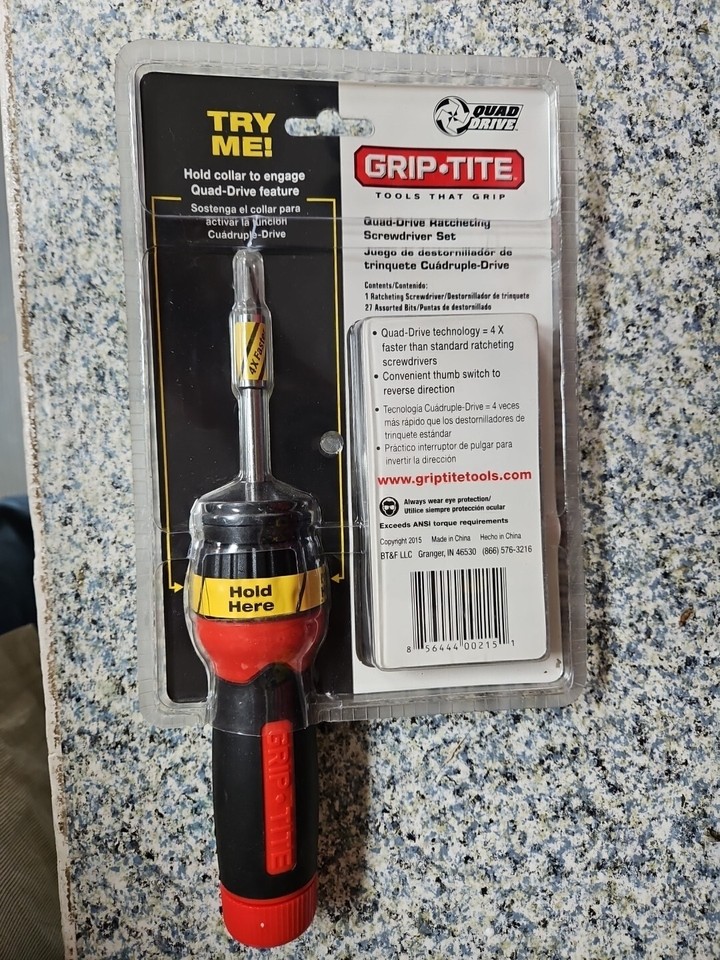 GRIP-TITE 28pc QUAD-DRIVE RATCHETING SCREWDRIVER SET WITH BITS -New- | eBay