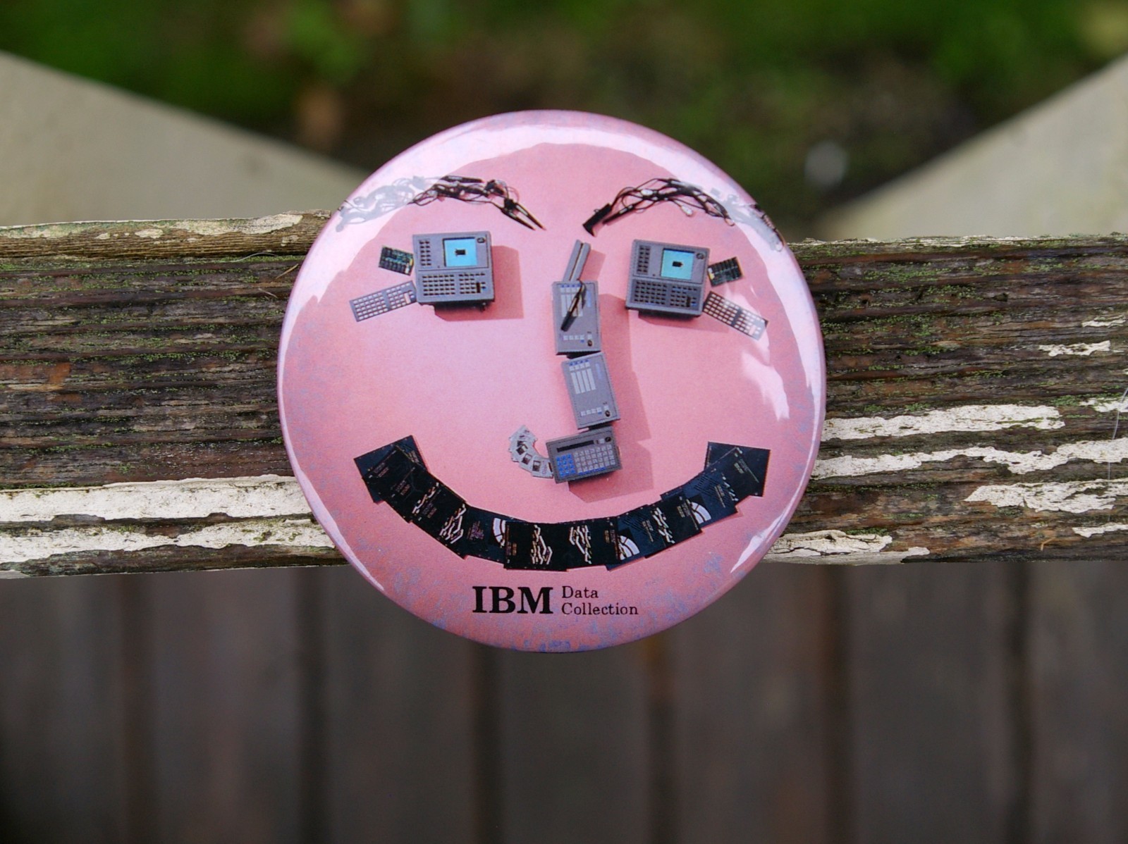 IBM Data Collection Retro Face Computer Metal Pin 2 1/2" Pinback Button ...