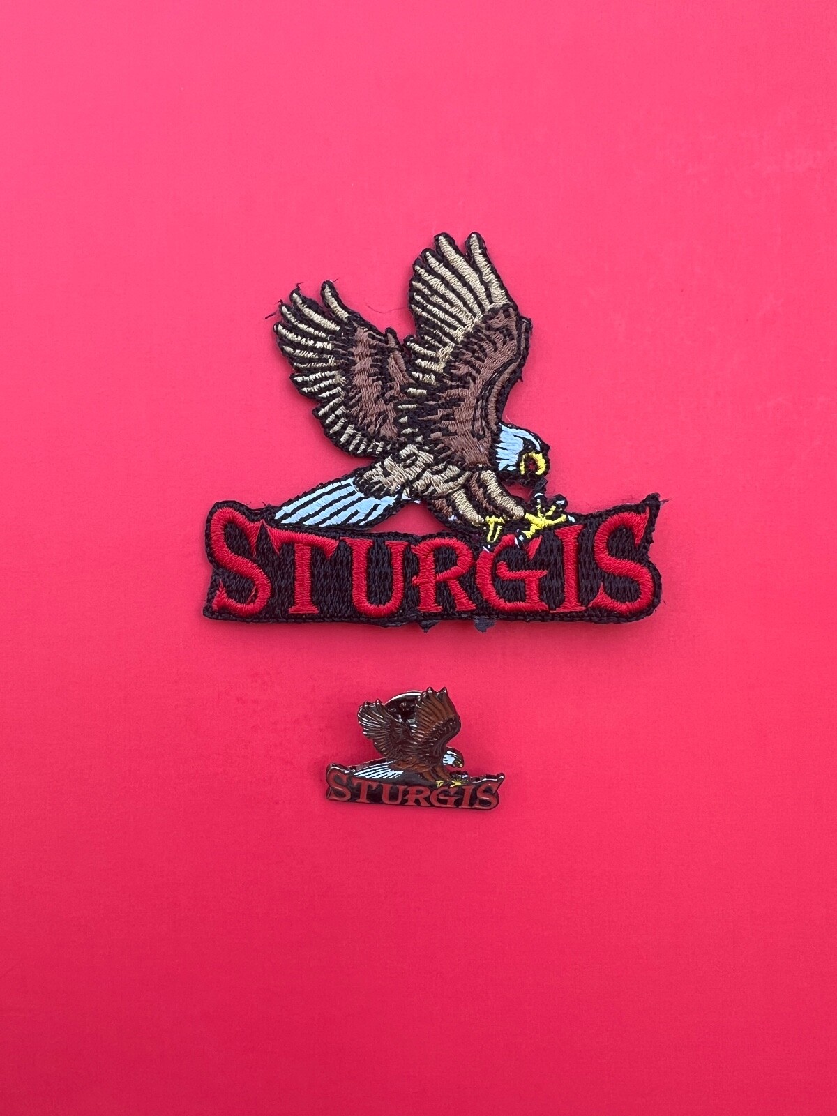 BIKER CHOPPER MOTORCYCLE HARLEY STURGIS RALLY IRON/ SEW ON PATCH & PIN ...