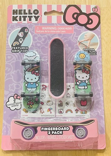 Hello Kitty 3 Pack Finger Skateboards Fingerboards with Stickers New ...
