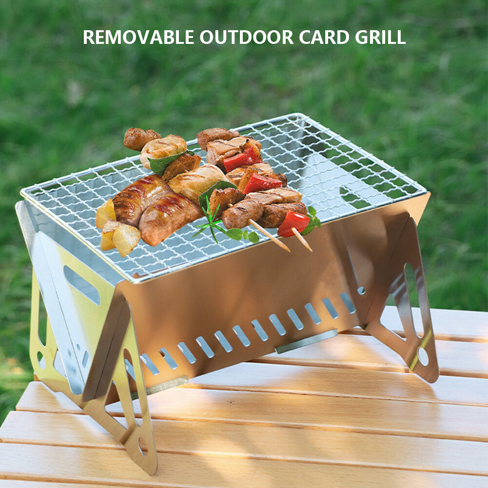 Folding BBQ Grill Net Multifunction Camping BBQ Gril Charcoal Match ...