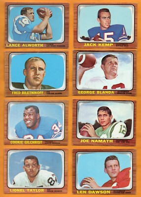 1966 Topps Football complete 132 card set Namath Shaw Dawson Alworth ...