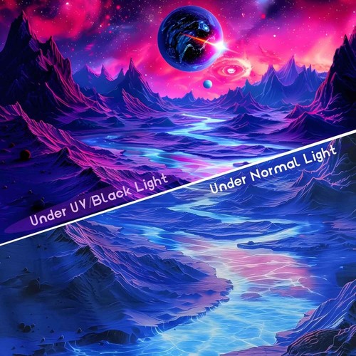 Blacklight Galaxy Tapestry Trippy UV Reactive Planet Waterfall Wall ...