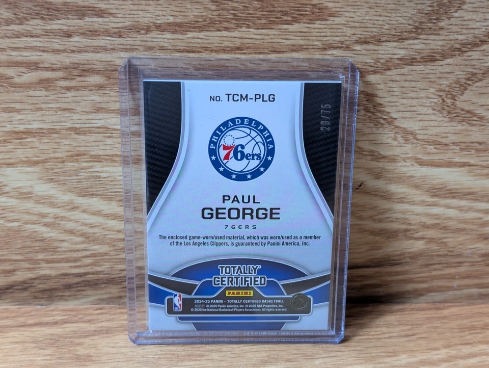 2024 Panini Totally Certified Paul George 76ers Red Patch Relic /75 # ...