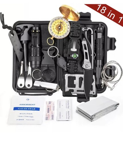 18 In 1 Outdoor Survival Emergency Tactical kit & Emergency water ...