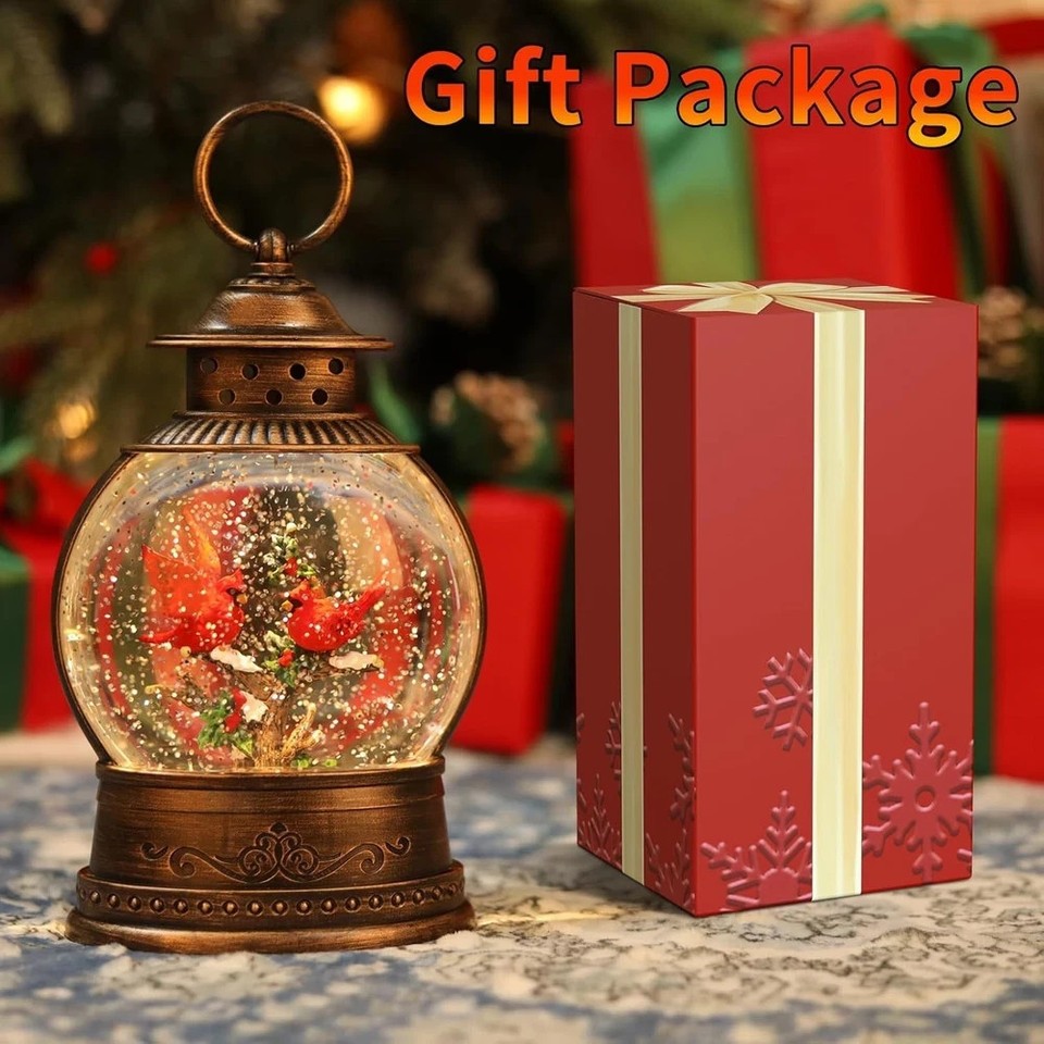 Christmas Snow Globes Cardinal Gift, Light up Musical Snow Globe ...