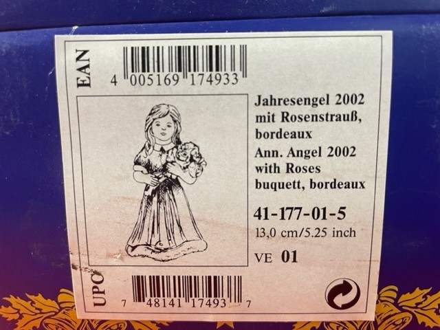 Goebel Jahresengel 2002 Annual Porcelain Ann Angel With Roses Bouquet ...