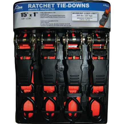 Ancra SL91 Ratchet Tie Down Strap 4 Pack, 1 In. X 180 In., Orange ...