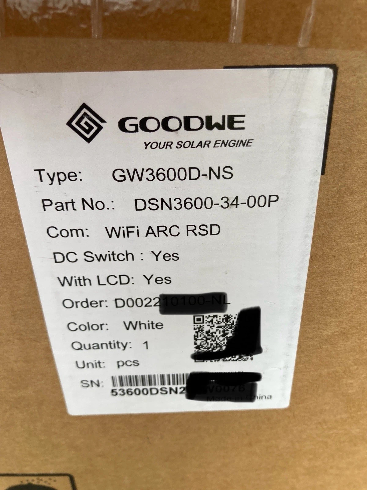 GoodWe GW3600D-NS Solar Inverter 3.6kW Single Phase With LCD & WiFi ...