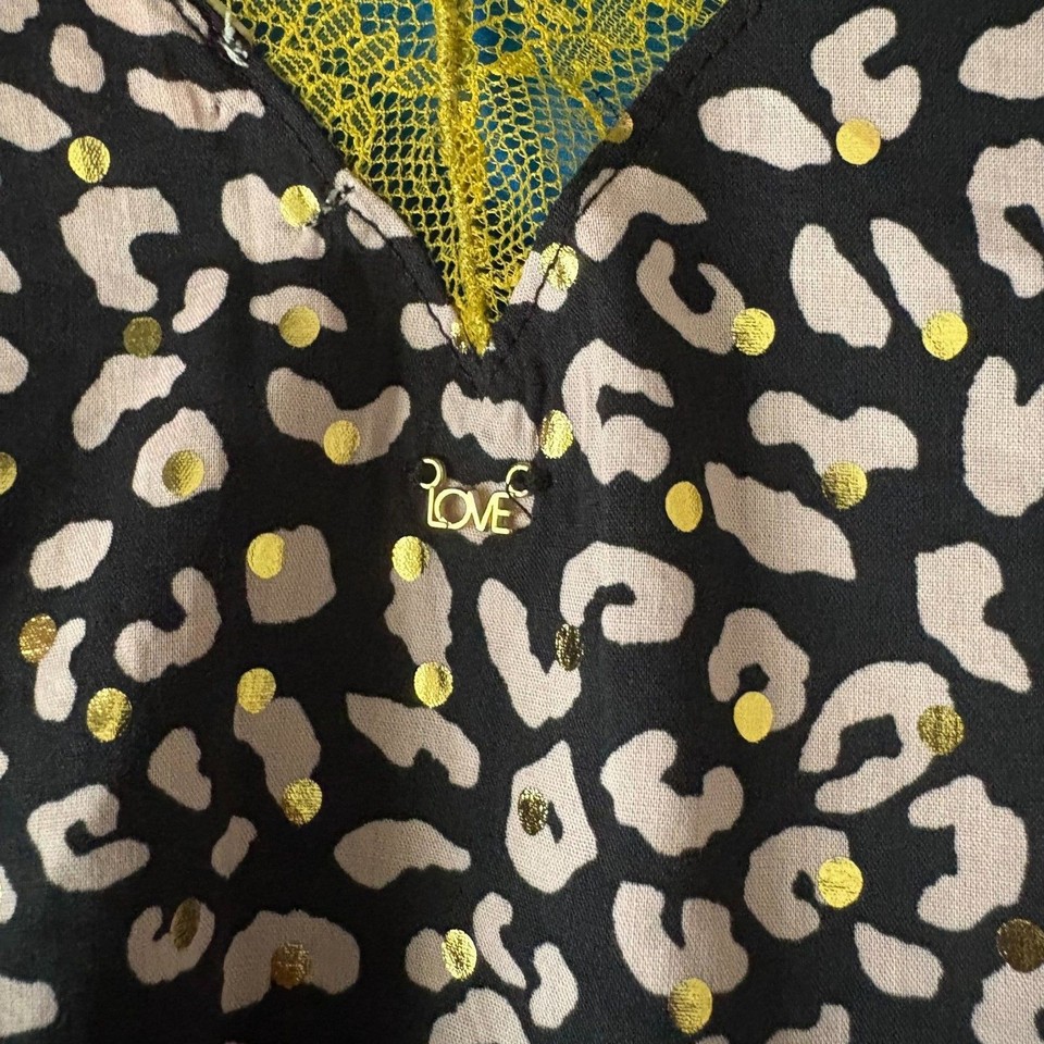 Victoria's Secret Leopard Print Camisole Lace Trim Gold Metallic Sexy ...