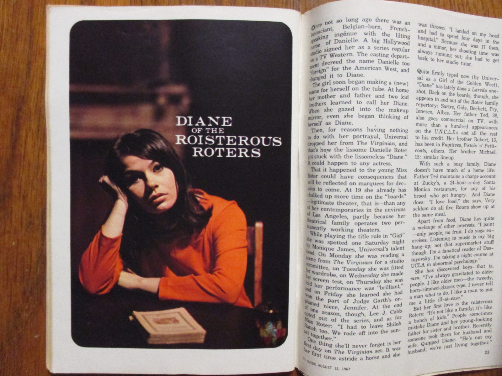 Augus 12- 1967 TV Guide (DIANE ROTER/GEORGE CARLIN/RICKY NELSON/JOHN ...