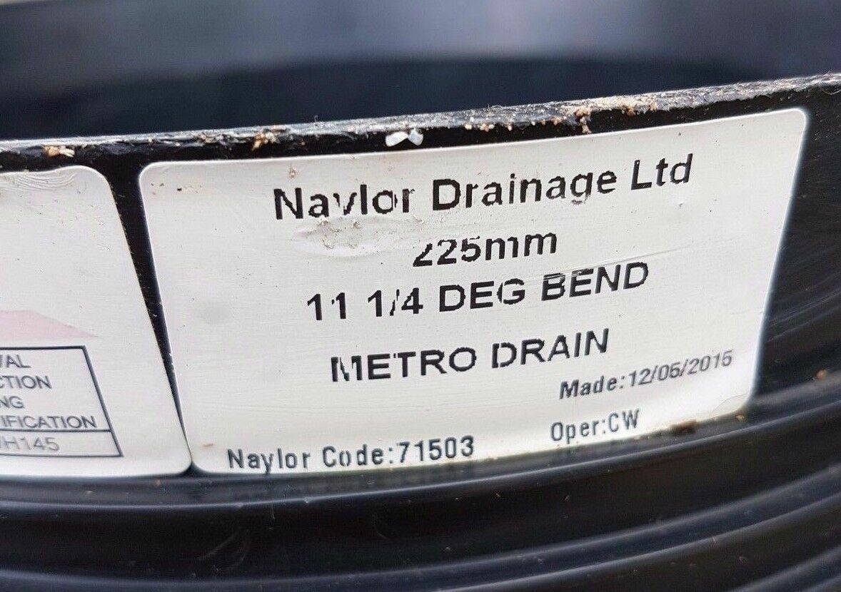 Metro Drain Bends 225MM 11.25 DEG BEND METRO DRAIN NAYLOR DRAINAGE ...
