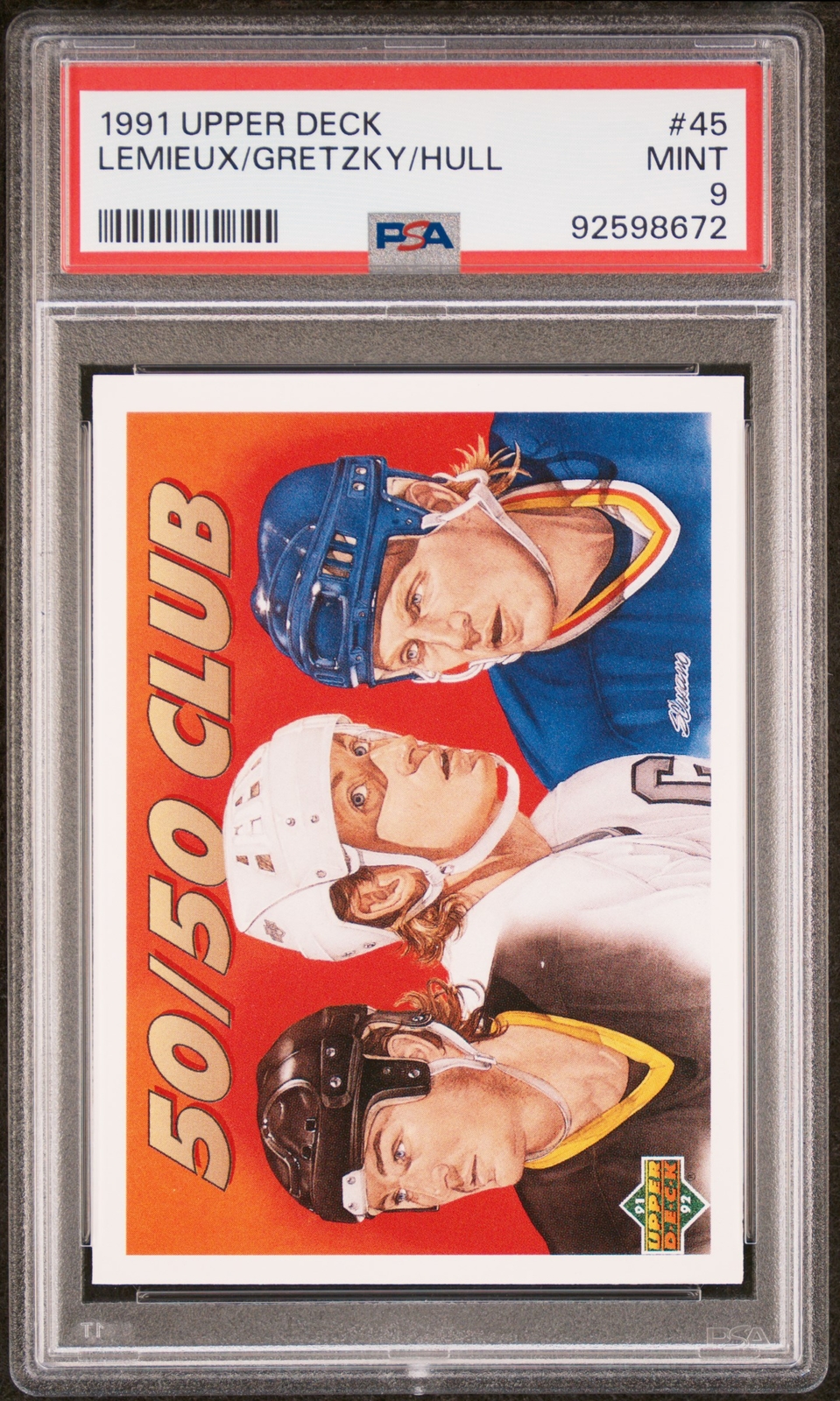 1991 UPPER DECK #45 BRETT HULL/MARIO LEMIEUX/WAYNE GRETZKY PSA 9 | eBay
