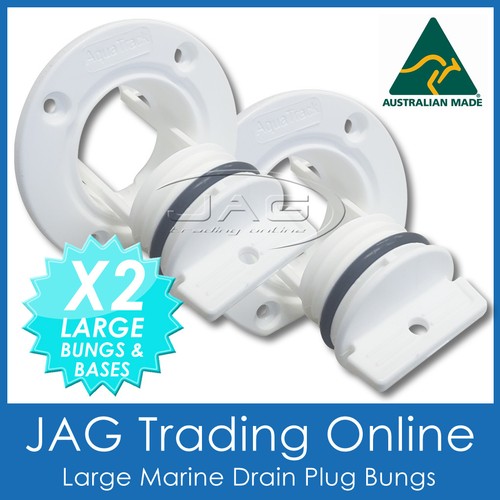 2 x LARGE WHITE COMPLETE DRAIN BUNG PLUGS-BOAT/MARINE HI-FLOW BUNGS ...