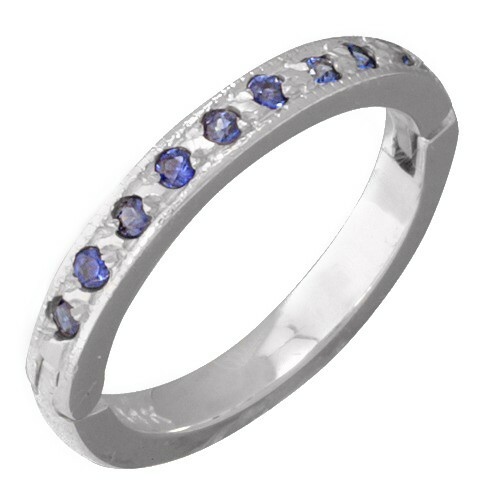 14k White Gold Blue Sapphire Toe Ring comfort Size 1.50 - 5 | eBay