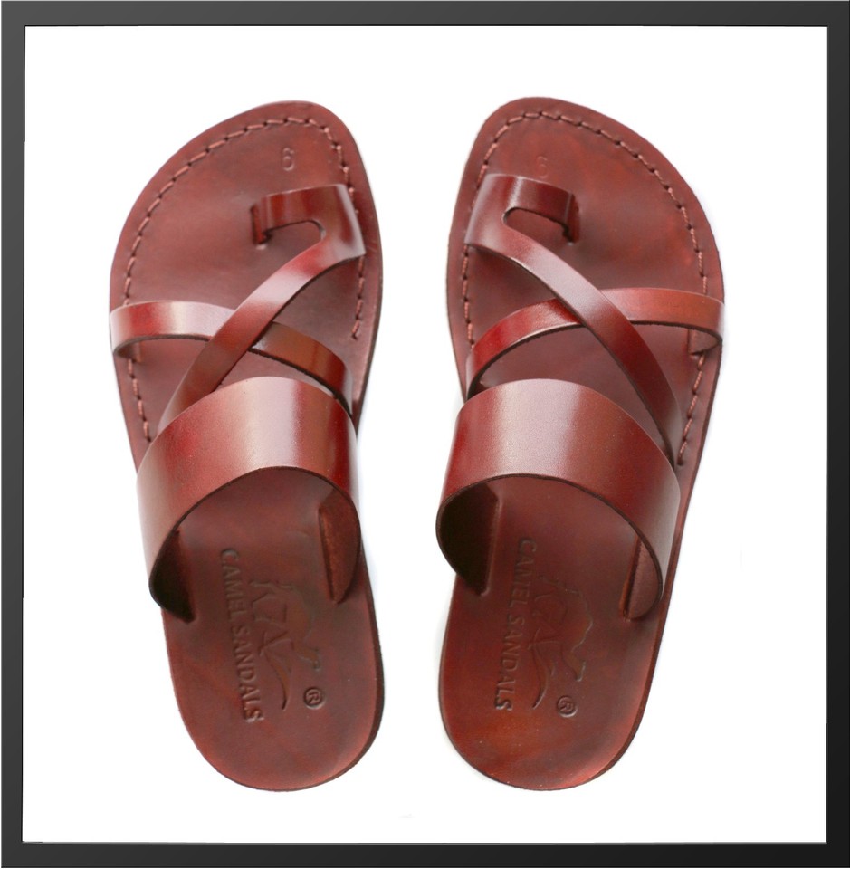 Men's Biblical Jesus Sandals Natural Leather Handmade Jerusalem US 5-16 ...