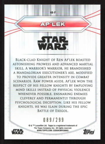 2020 Topps Chrome Star Wars Perspectives Ap'lek Prism Refractor #/299 ...