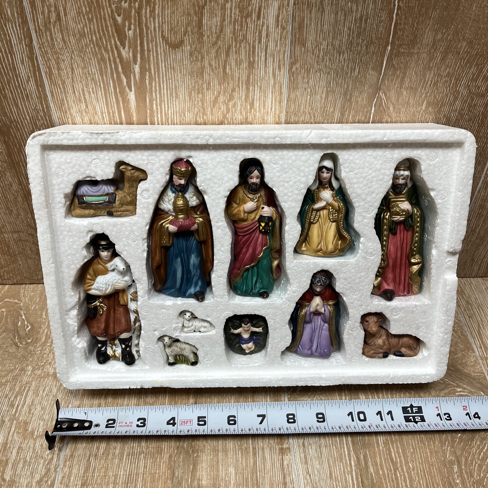 Vintage Nativity Set Holiday Time 11 Piece VIBRANT Hand Painted ...
