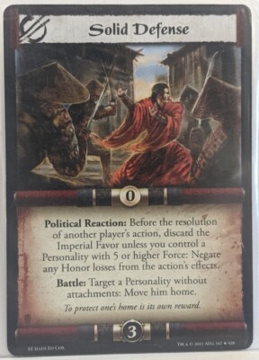 L5R AEG Emperor Edition - Solid Defense (Legend of the Five Rings) RARE ...