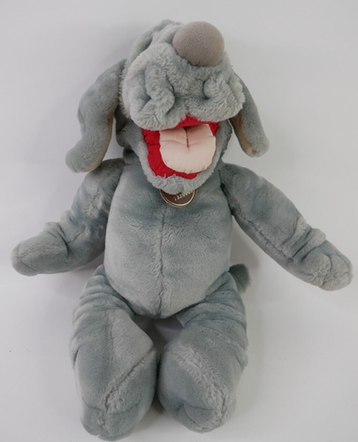 Vtg 1980s Talking Wrinkles 17” Puppet Gray Plush Hound Dog Toy Ganz ...