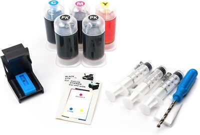 Black & Tri-Color Ink Refill Box Kit for Canon PG-240/CL-241, PG-240XL ...