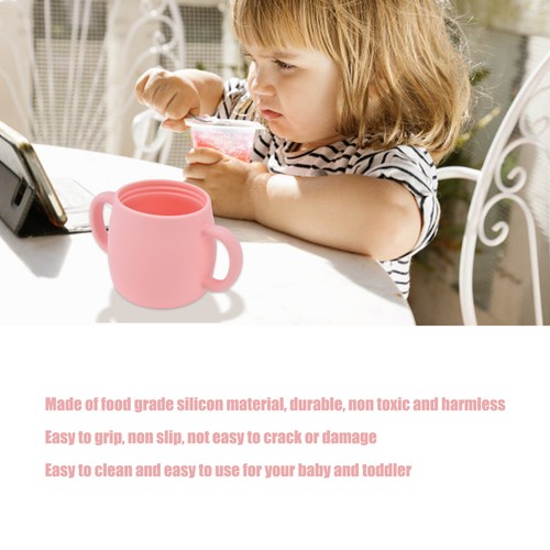 280ml Baby Training Cup W/Lid Portable Kids Silicone Cup Toddler ...