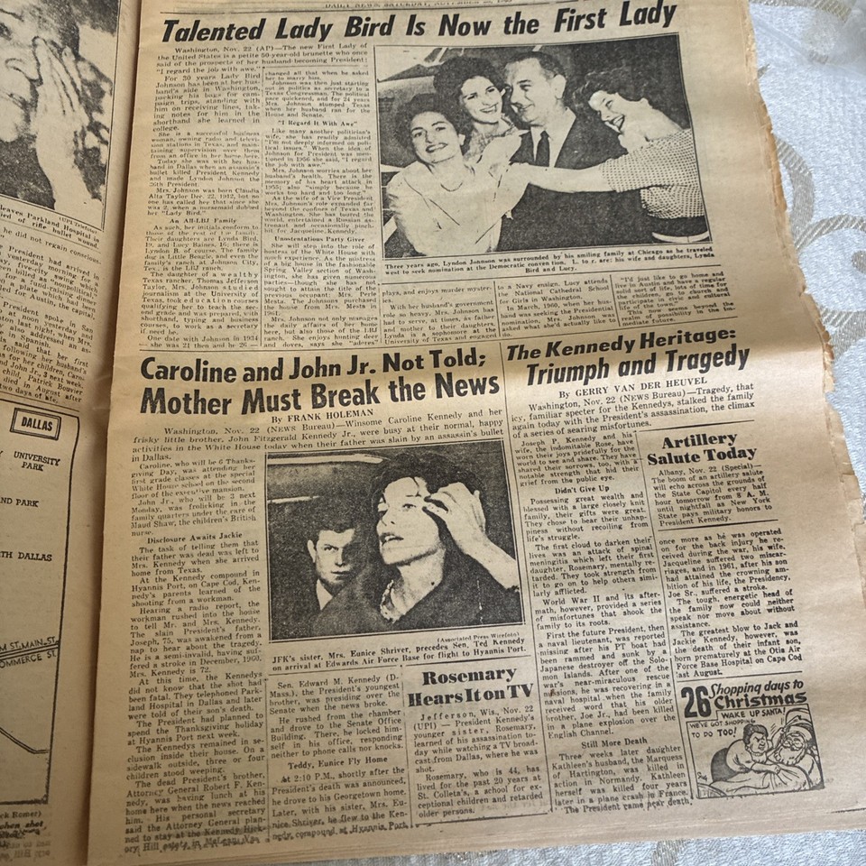 NY Daily News KENNEDY ASSASSINATED Nov 23, 1963 Original Paper | eBay