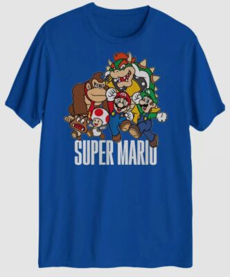 $25 Hybrid Men's Blue Super Mario Graphic Short Sleeve T-Shirt Size L ...