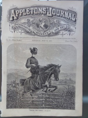 Horse Jumping Fence The Country Appletons' Journal 1869 | eBay