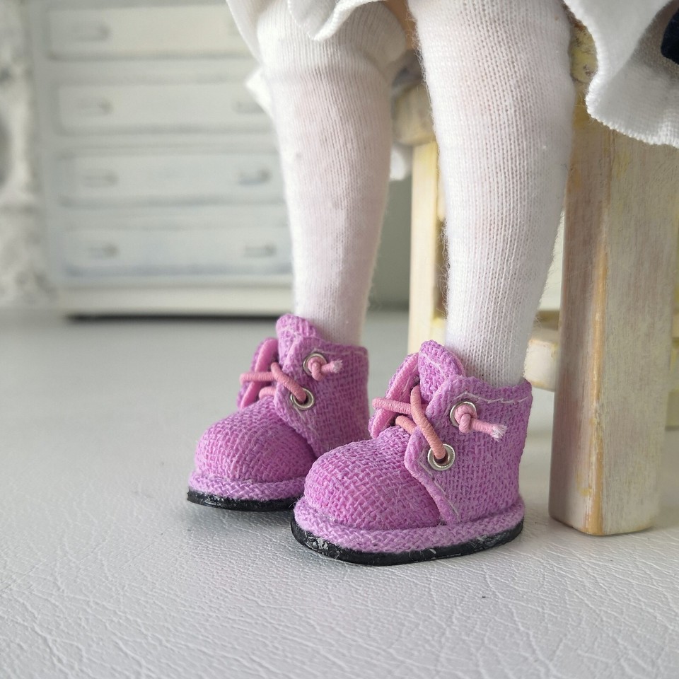 Shoes for Blythe Doll Clothes 1/6 Handmade Doll Shoes Lace-up Fabric | eBay