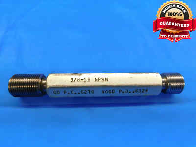 3/8 18 NPSM PIPE THREAD PLUG GAGE .375 .3750 GO NO GO P.D.'S = .6270 ...