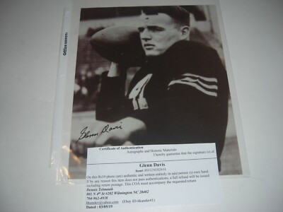GLENN DAVIS ARMY BLACK KNIGHTS,HEISMAN W/COA SIGNED 8X10 PHOTO | eBay