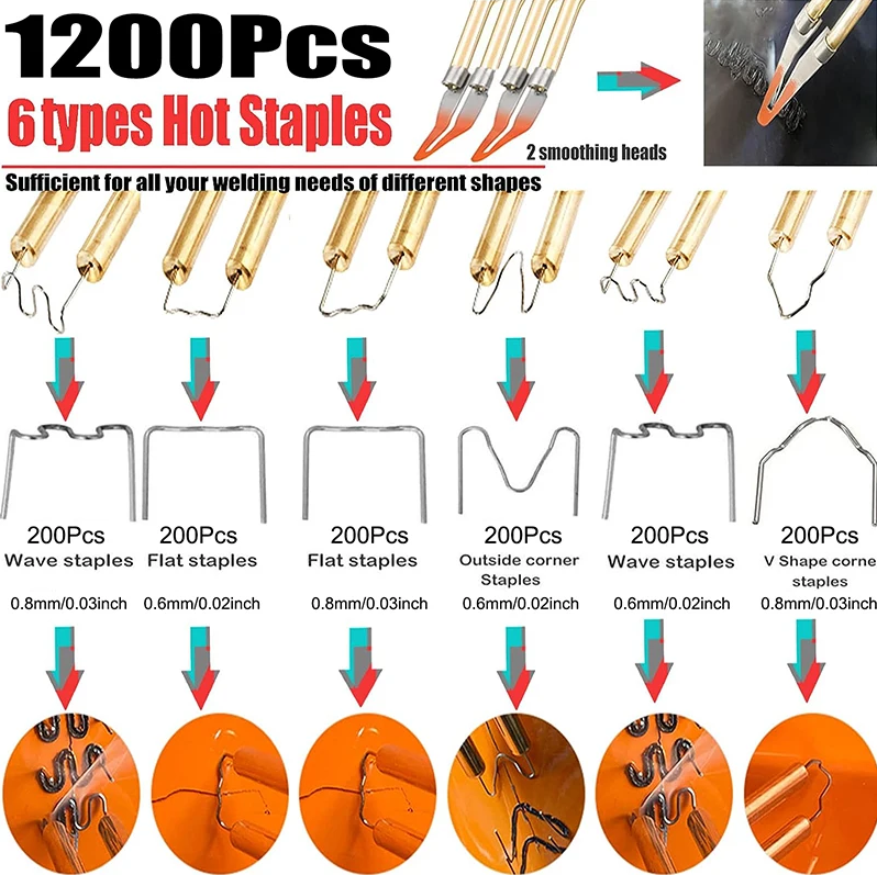 200W Hot Stapler Car Bumper Fender Welder Gun Plastic Repair Kit 1200 ...