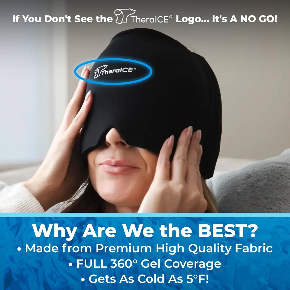 TheraICE Headache Relief Cap, Migraine Ice Pack Mask Products, Women ...