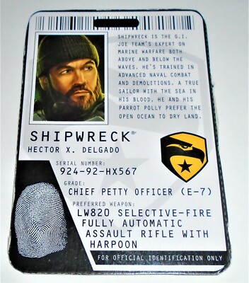 G I JOE File I.D. Card Filecard 2009 Shipwreck V14 | eBay