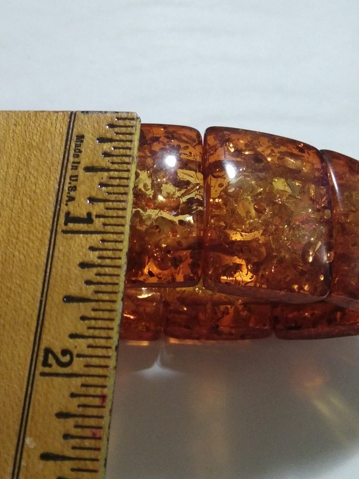 VTG RETRO CHUNKY GLAM Statement FAUX AMBER CRUSH LUCITE Panel STRETCH ...