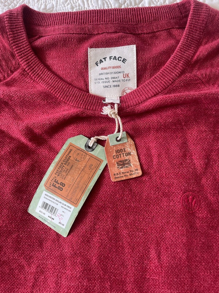Fat Face red jumper large mens - brand new with tags | eBay UK