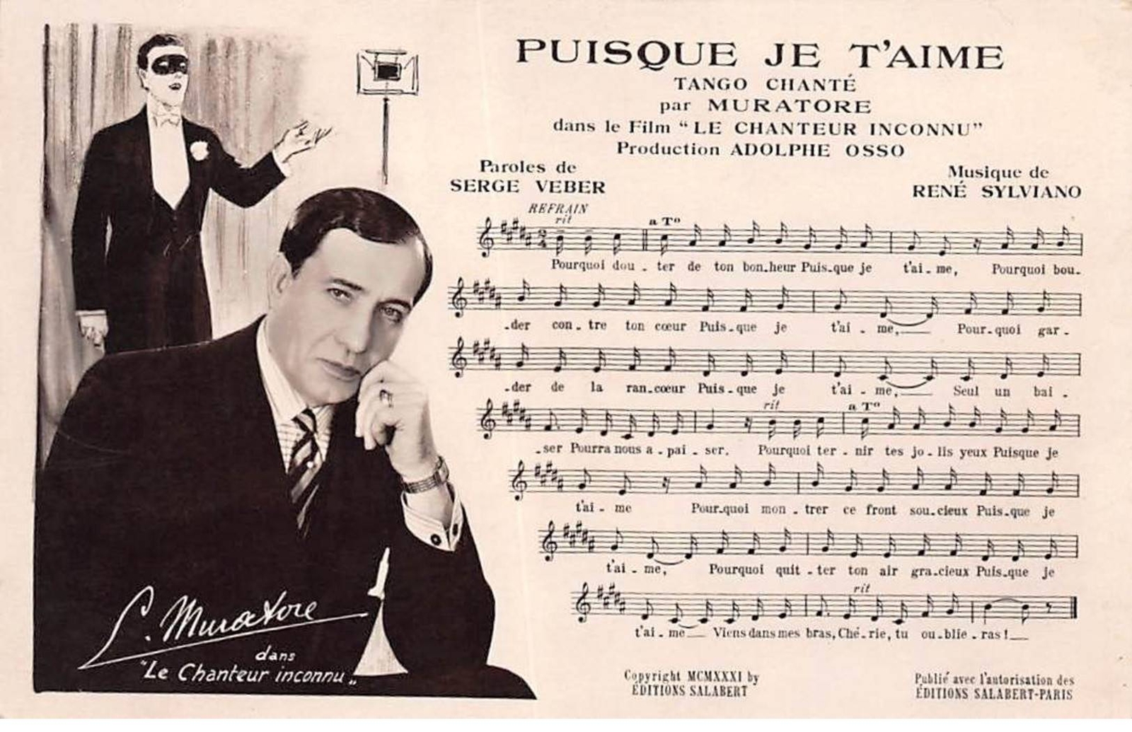 ACTRICE - SAN36844 - Tango chanté par Muratore dans le film "Le ...