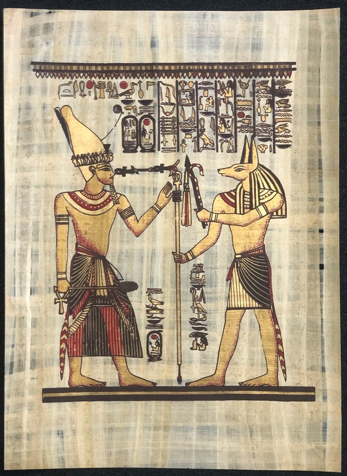 Egypt Anubis and Pharaoh Seti I at the Temple of Abydos EL Balyana ...