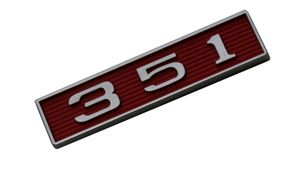 2Pcs 351 Classic Hood Scoop Shaker Emblems 5.8L 351ci Engine Chrome Red ...