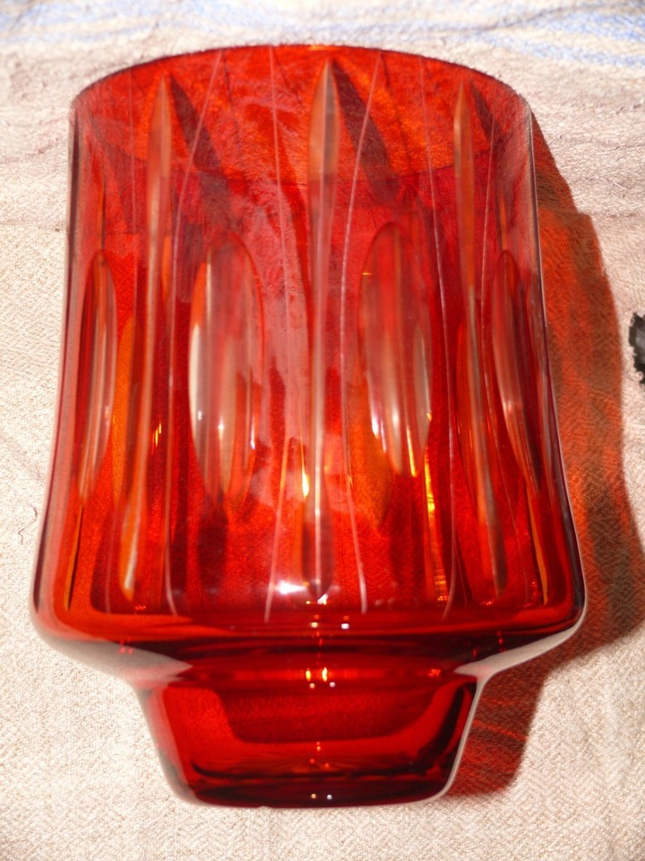 Double-Layer Ruby Glass. Late Soviet Suprematism. Large Vase. USSR ...