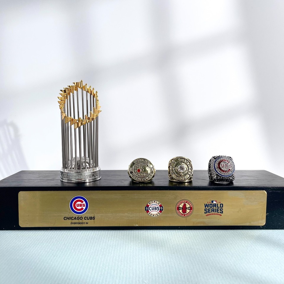 Chicago Cubs MLB World Series Championship Trophy & 3 Rings With ...