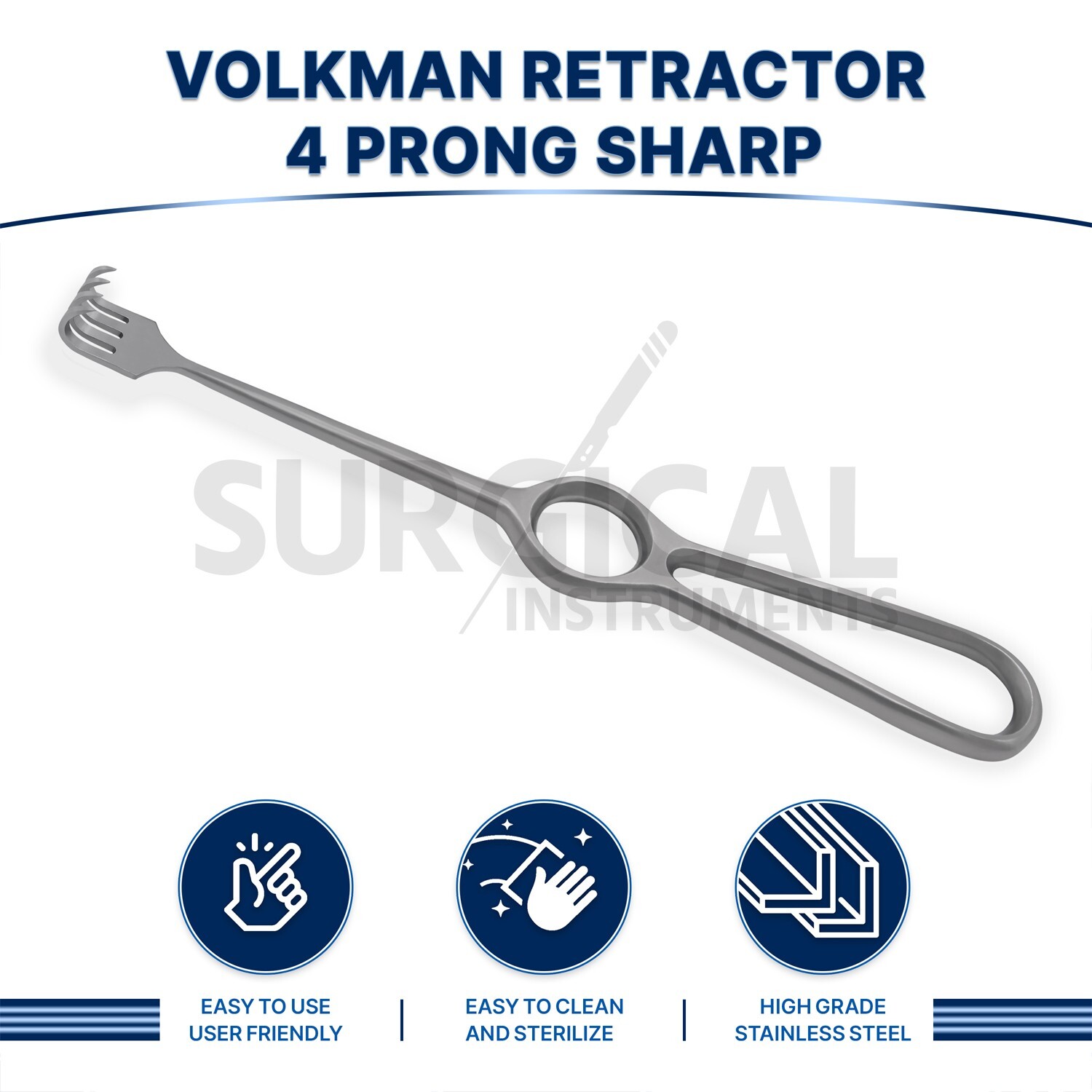 Volkman Retractor 4 SHARP Prongs Surgical Instruments Stainless German ...