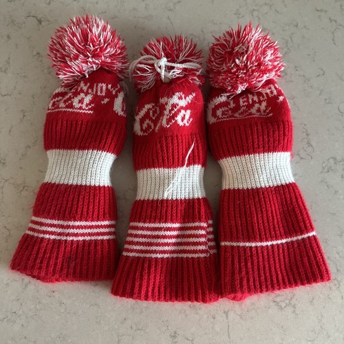 Vintage Coca-Cola Golf Club Head Covers Knit Pom Pom “Enjoy Coca-Cola ...
