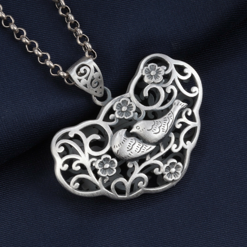 A22 Pendant Cloud With 2 Birds On Flower Tendril Symbol of Love Fine ...