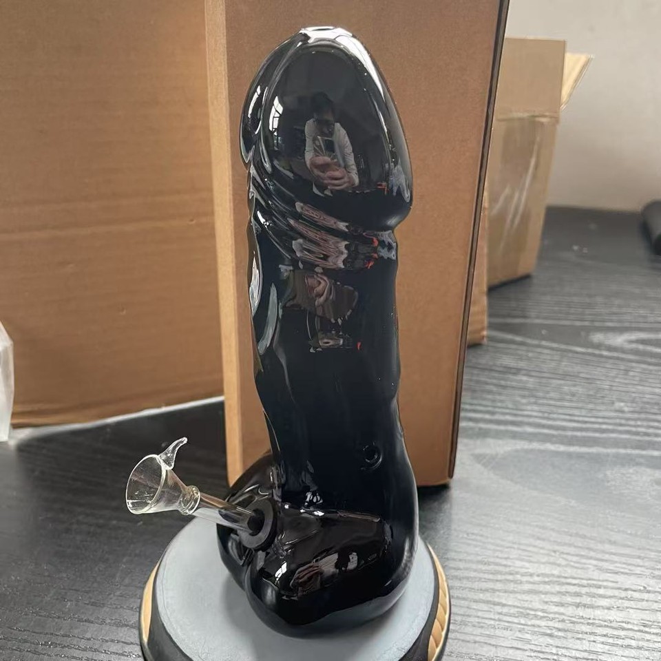 Portable Black 8" Penis Clear Glass Hookah Smoking Pipes Hand Pipe ...