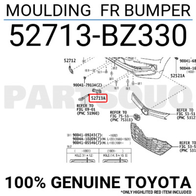 52713BZ330 Genuine Toyota MOULDING FR BUMPER 52713-BZ330 | eBay