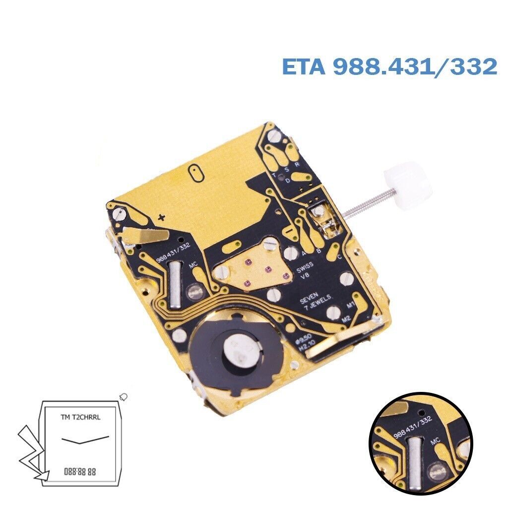 ETA 988.332 / 431 Swiss Made Digital Movement, V8, Alarm Altitude ...